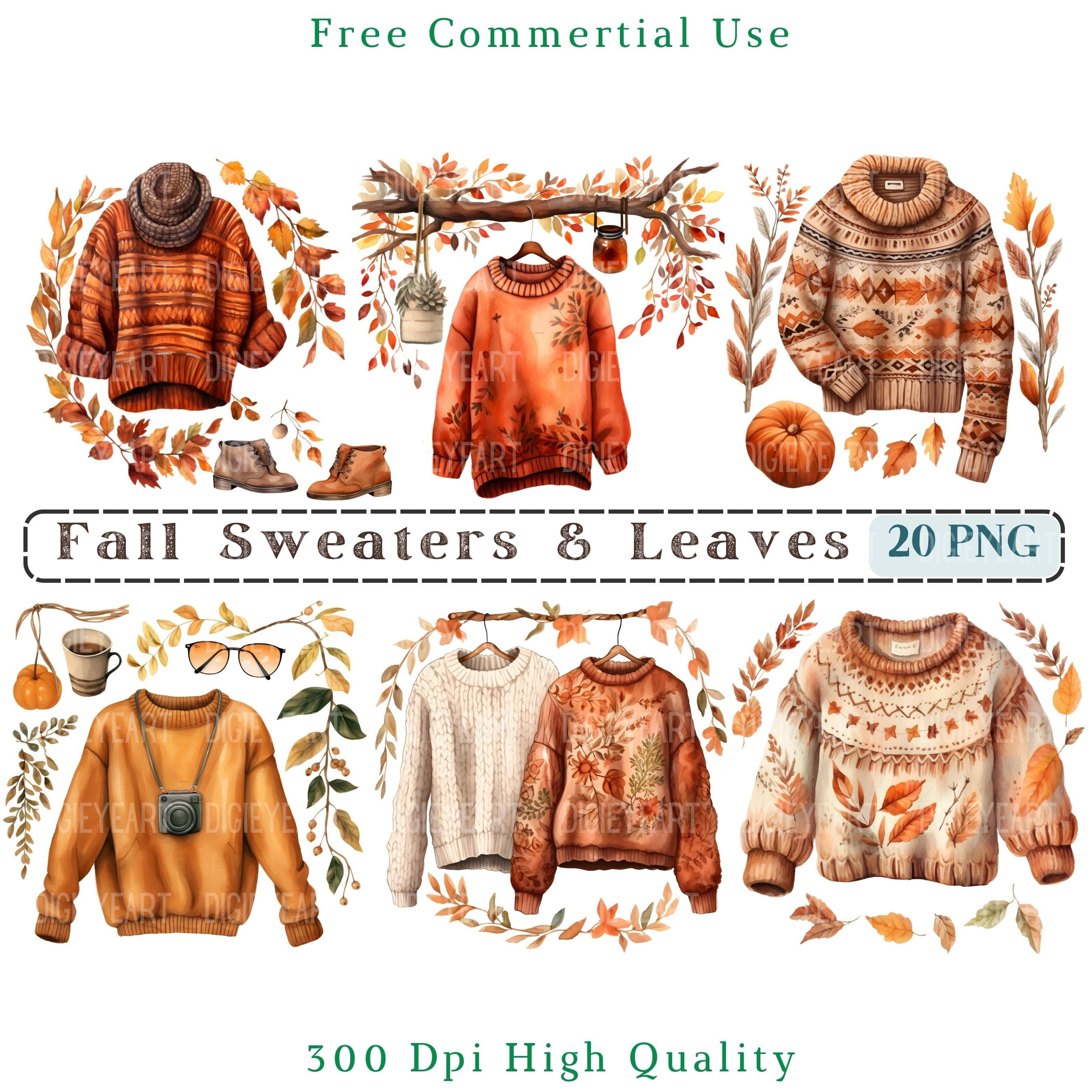Fall Sweater Clipart, Autumn Sweater Clip Art, Composite Elements Png ...