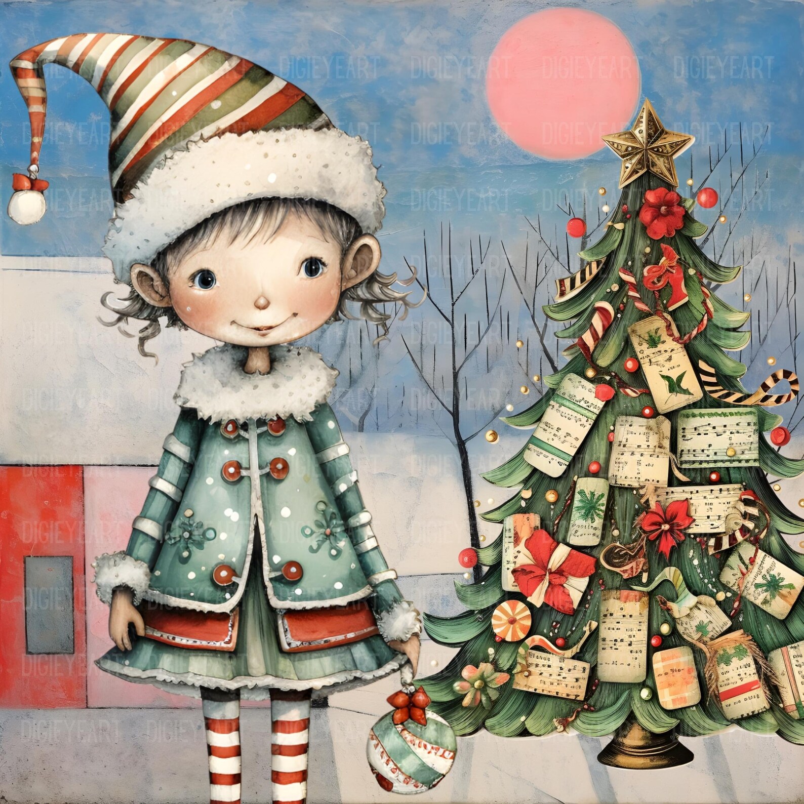 Whimsical Christmas Elf Clipart, Christmas Fussy Cut Images, Mixed ...