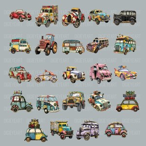 Whimsical Car Clipart, Mixed Media Quirky Car CU Clip Art Png, Tractor ...