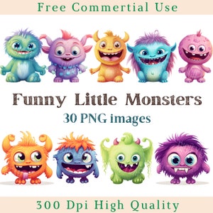 Cute Monsters Clipart, Funny Monster Clip Art Png, Digital Monster ...