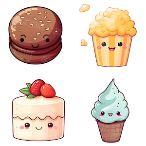 Kawaii Sweets Clipart, Kawaii Cakes Clip Art, Candies and Ice Cream Png ...