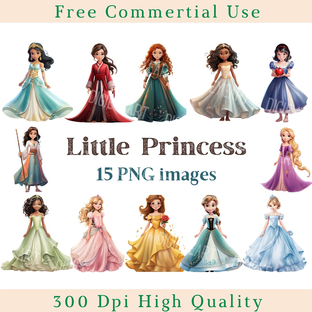 Cute Little Princess Clipart, Princess Art Png, Fairy Image, Commertial ...