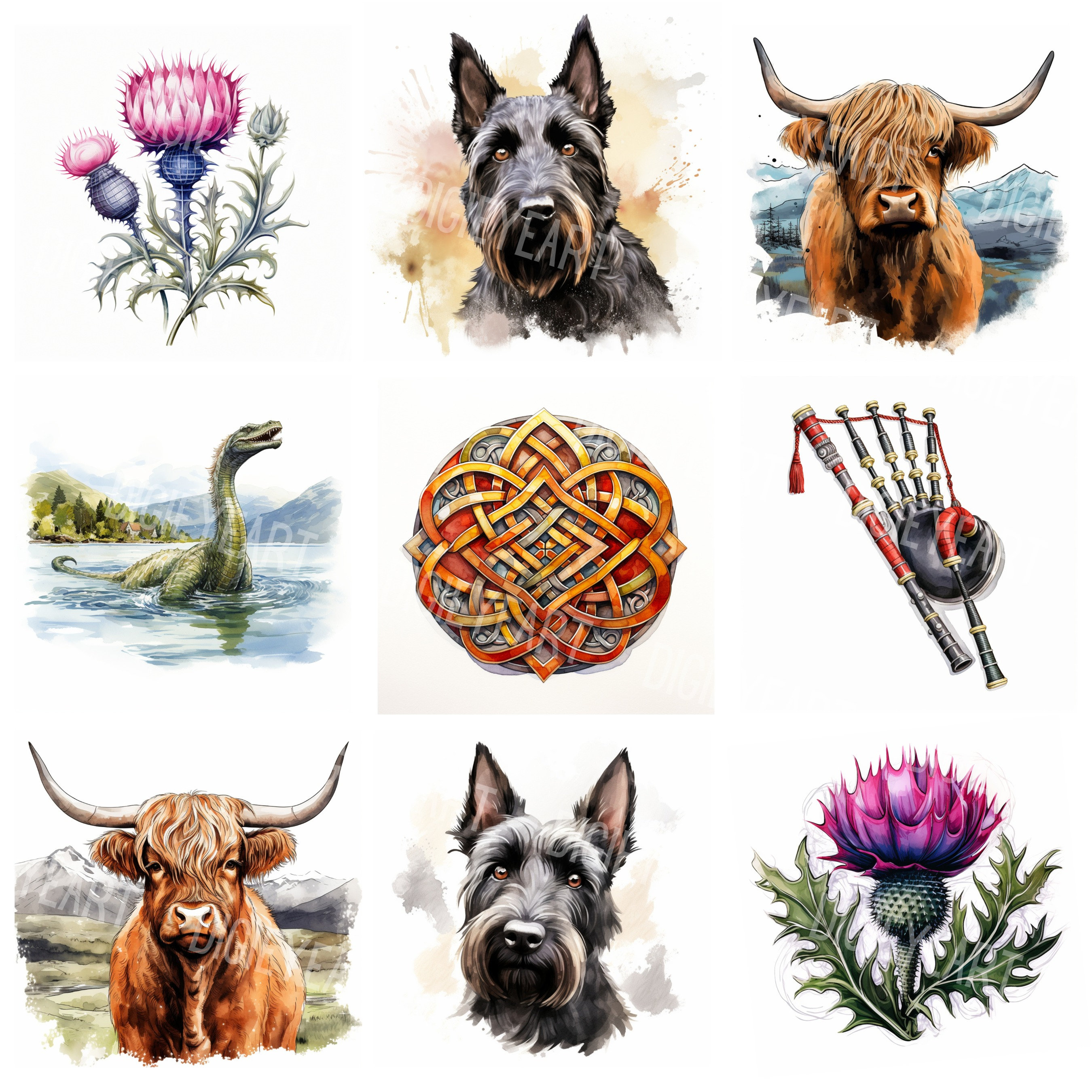 Watercolor Scottish Clipart, Scotland Clip Art, Kilt Jpg, Highland ...