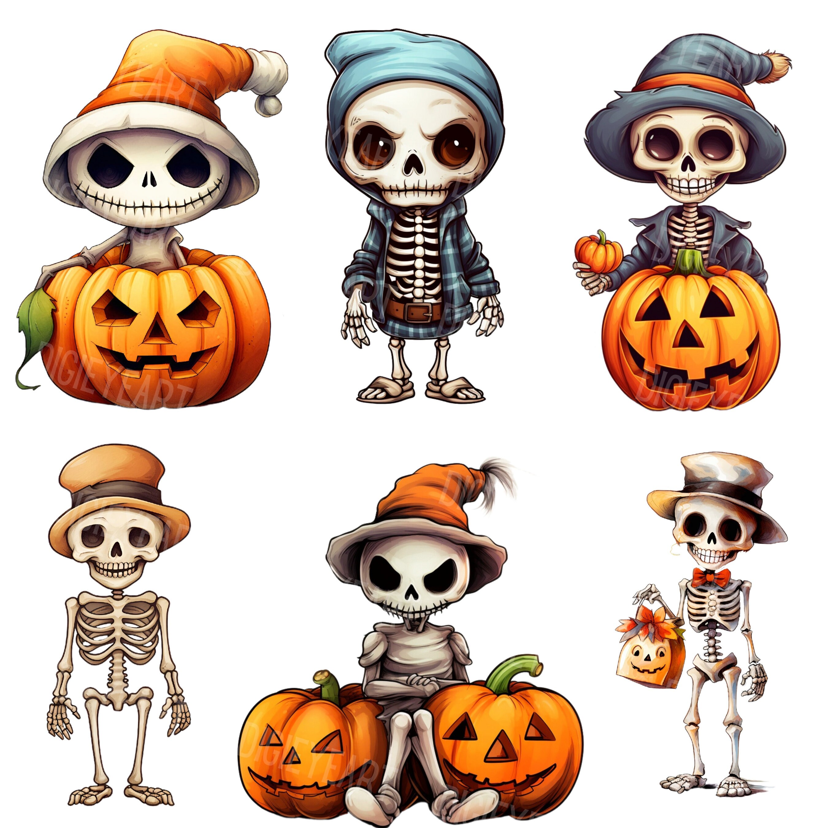 Cute Skeleton Clipart Skeleton Art Png Halloween Image - Etsy