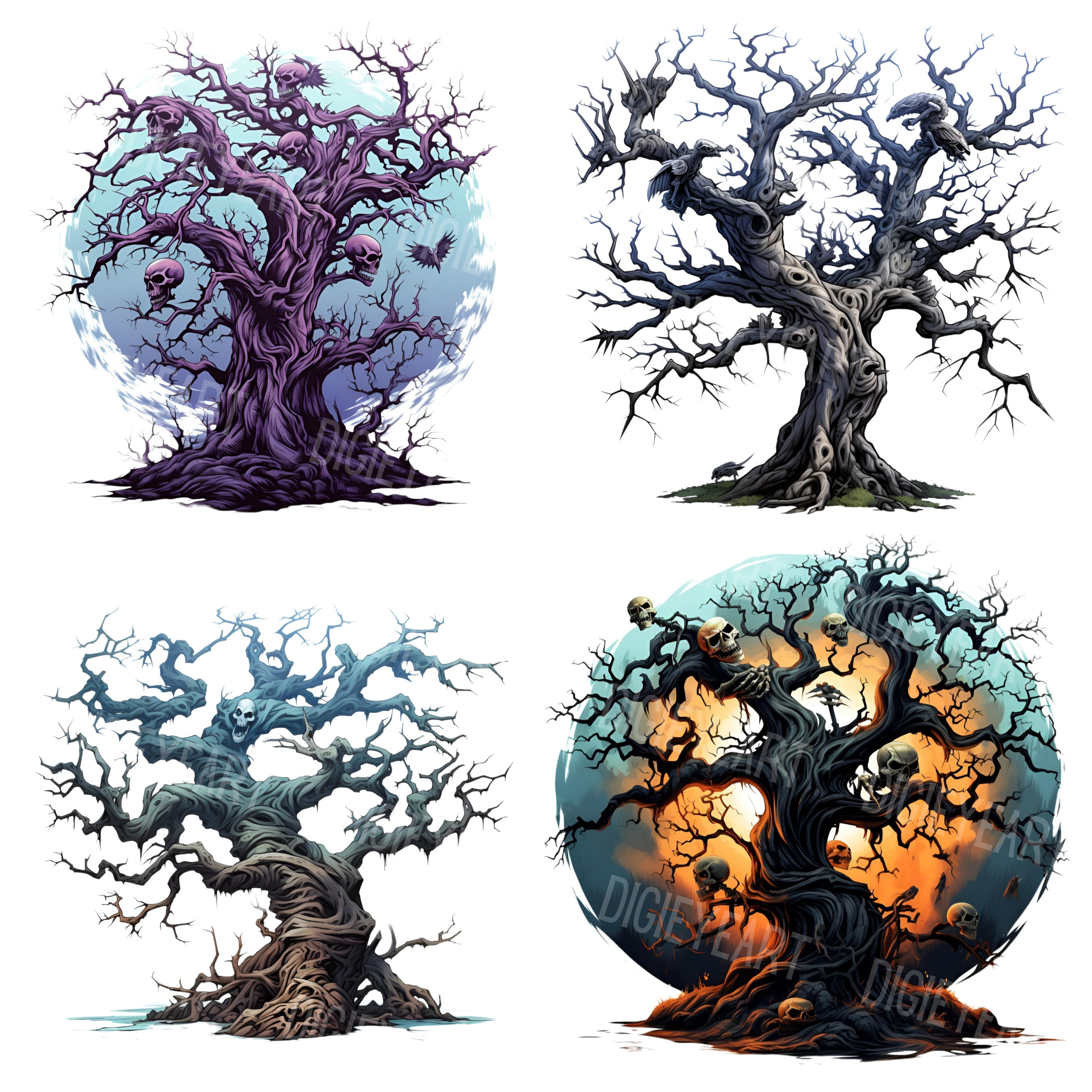 Haunted Tree Clipart Halloween Clip Art Spooky Image - Etsy