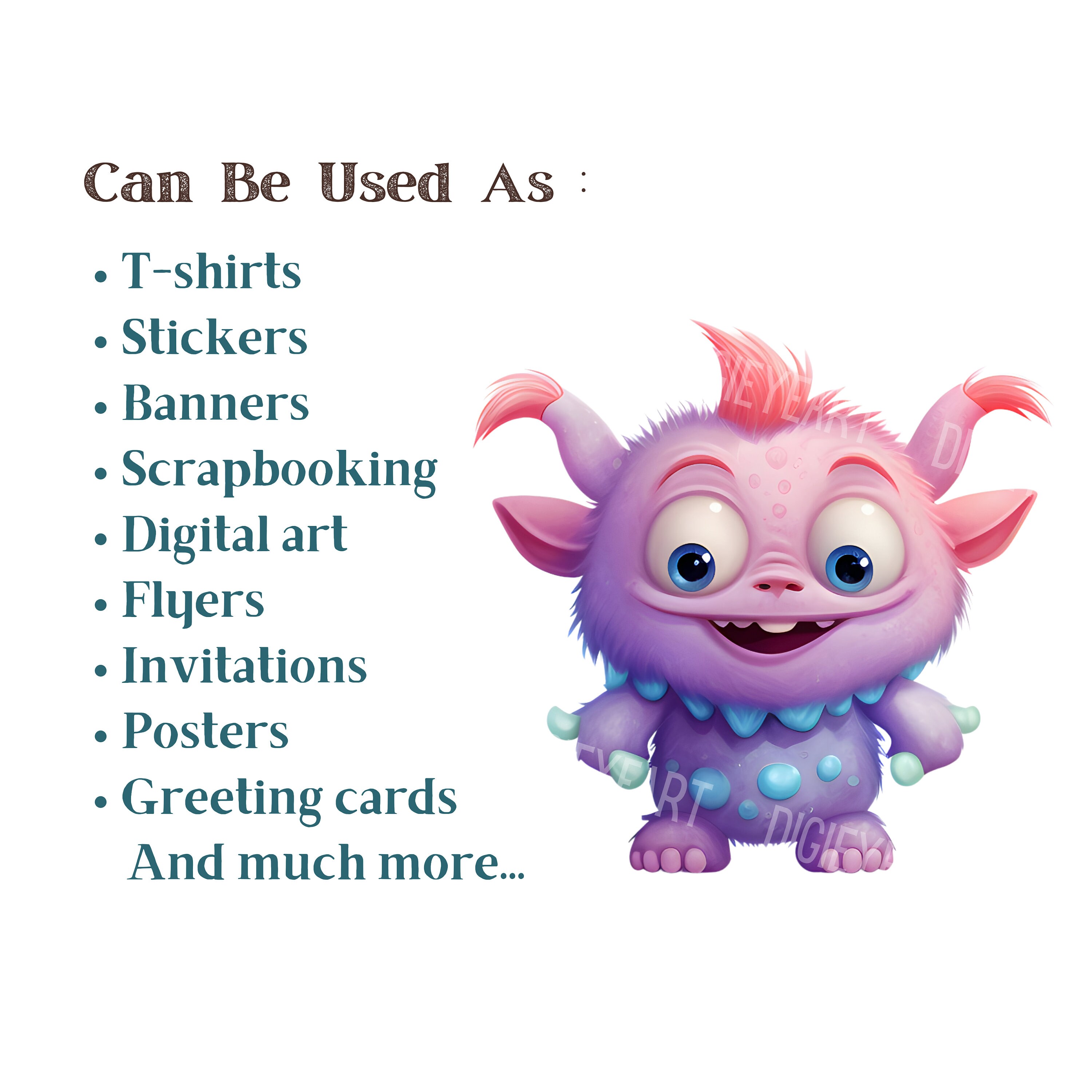 Cute Monsters Clipart Funny Monster Clip Art Png Digital - Etsy
