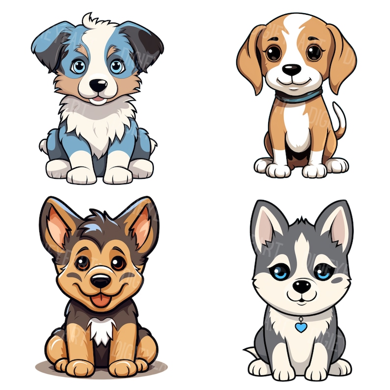 Kawaii Cute Dogs Clipart Kawaii Dog Clip Art Puppies Png - Etsy