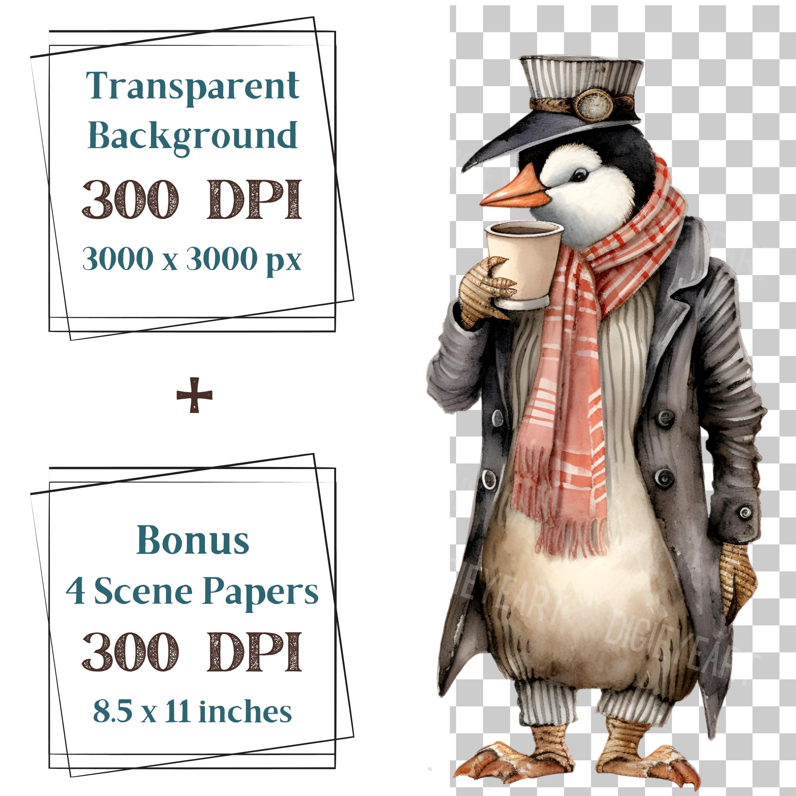 Whimsical Penguin Clipart Quirky Penguin Bird Clip Art Mixed - Etsy