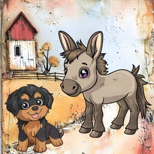 Kawaii Farm Animas Clipart, Cow Pig Horse Sheep Duck Goose CU Clip Art ...