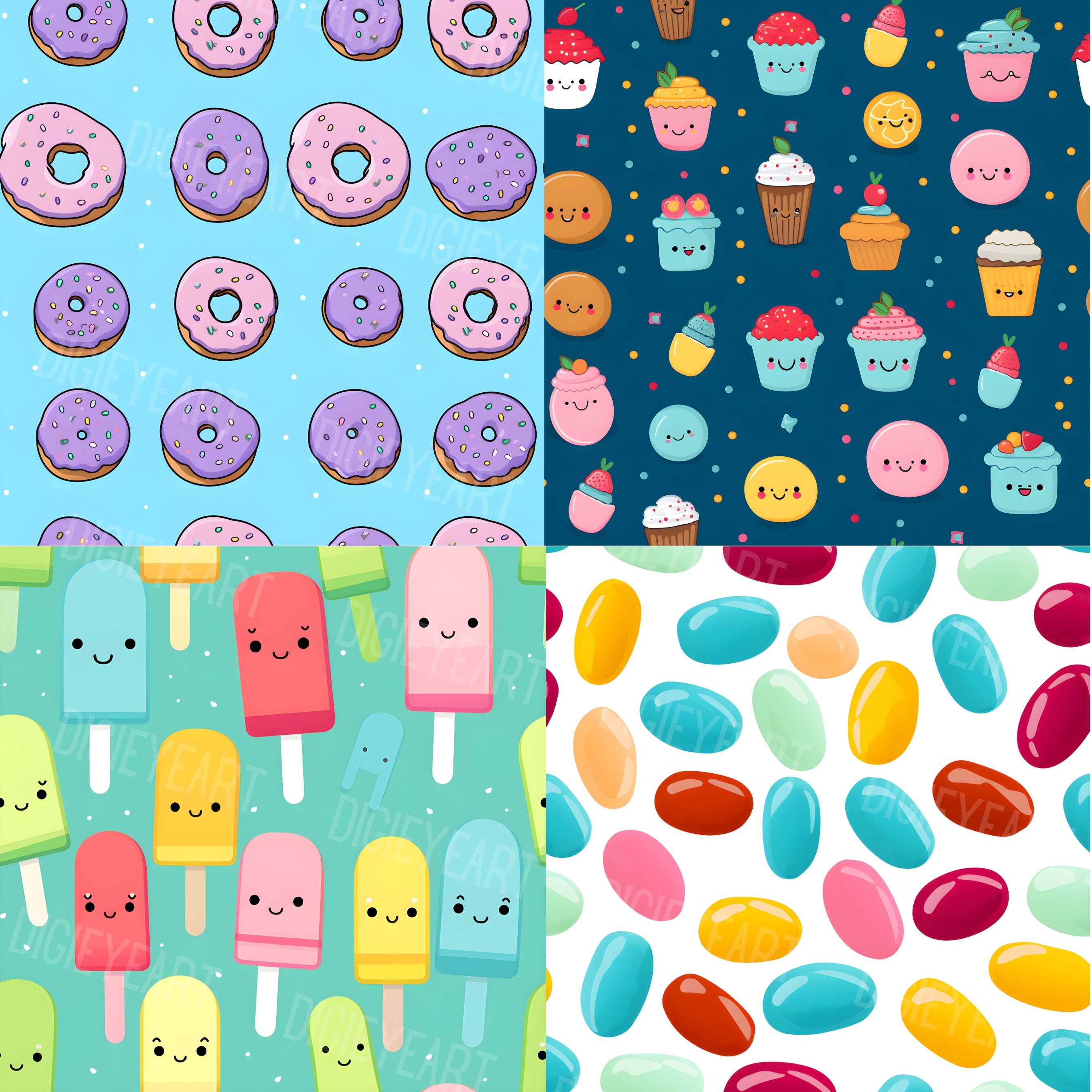 Seamless Kawaii Sweets Digital Paper Kawaii Digital Paper - Etsy