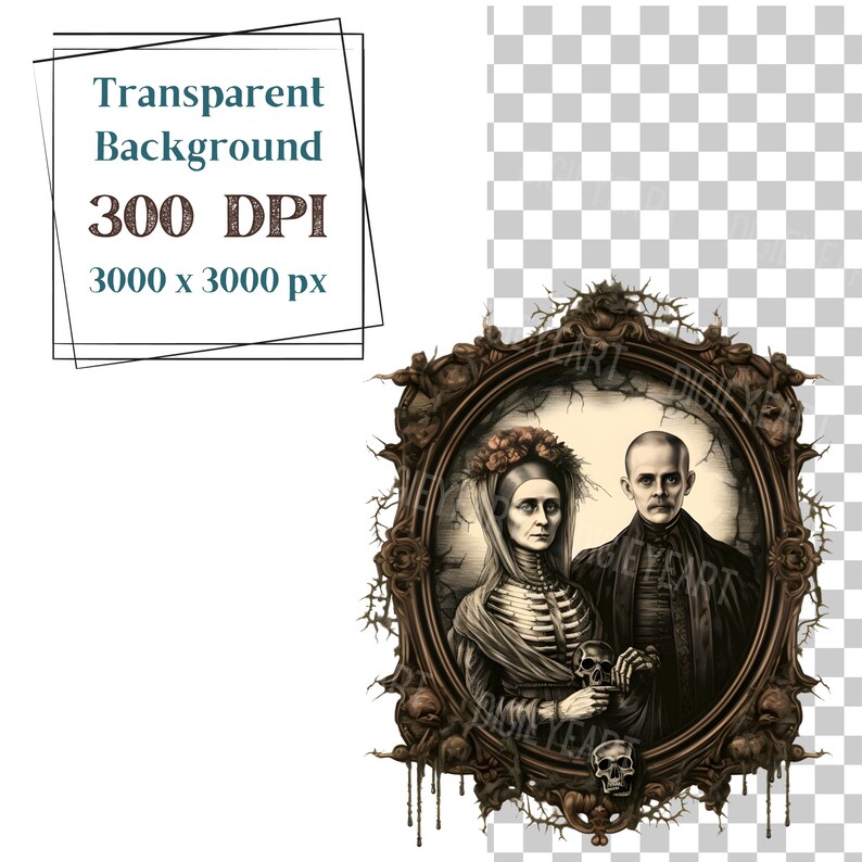 Spooky Portrait Clipart, Gothic Portrait Clip Art, Halloween Portrait ...