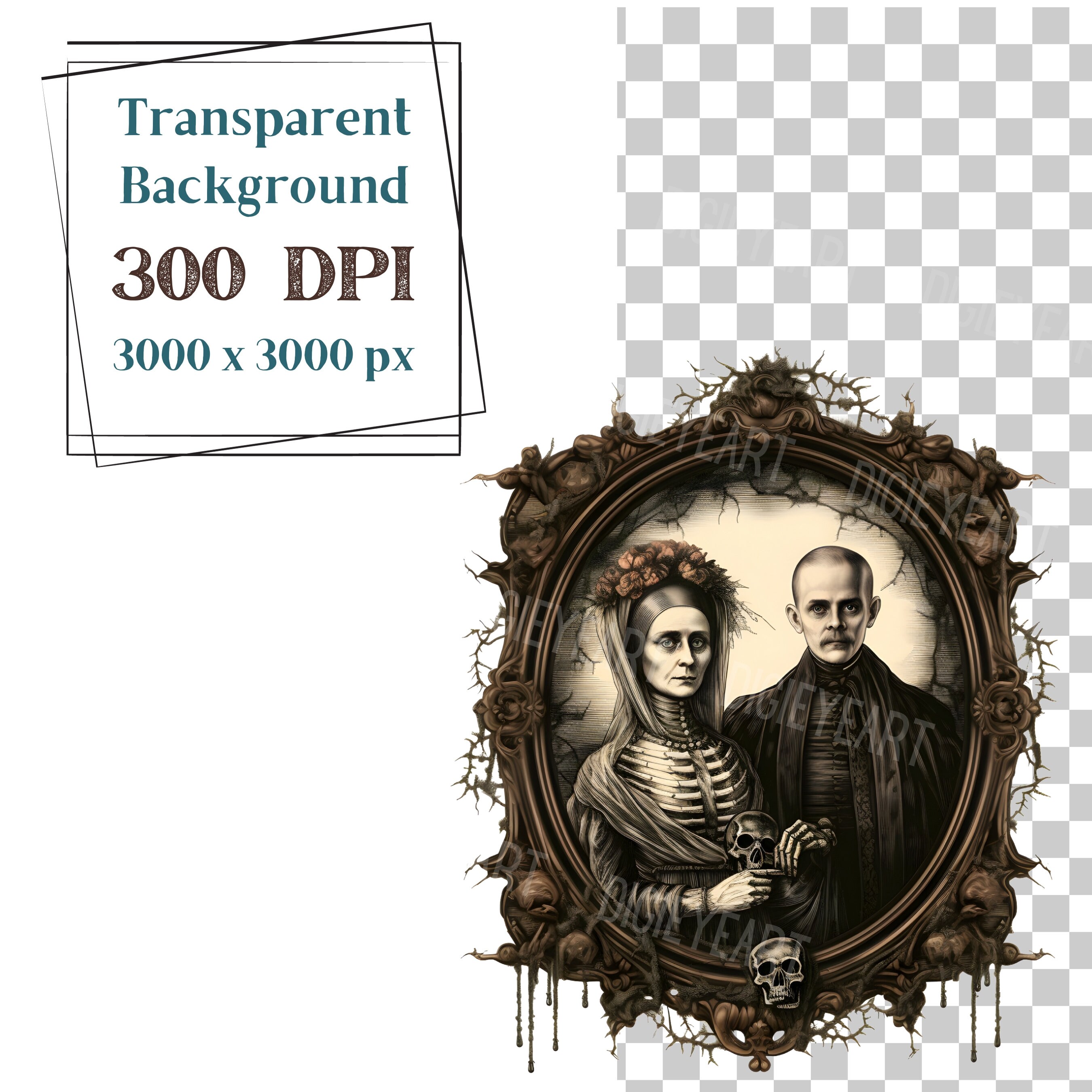 Spooky Portrait Clipart Gothic Portrait Clip Art Halloween - Etsy