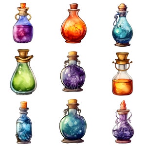 Potion Bottle Clipart, Potion Bottles Clip Art, Halloween Poison Image ...