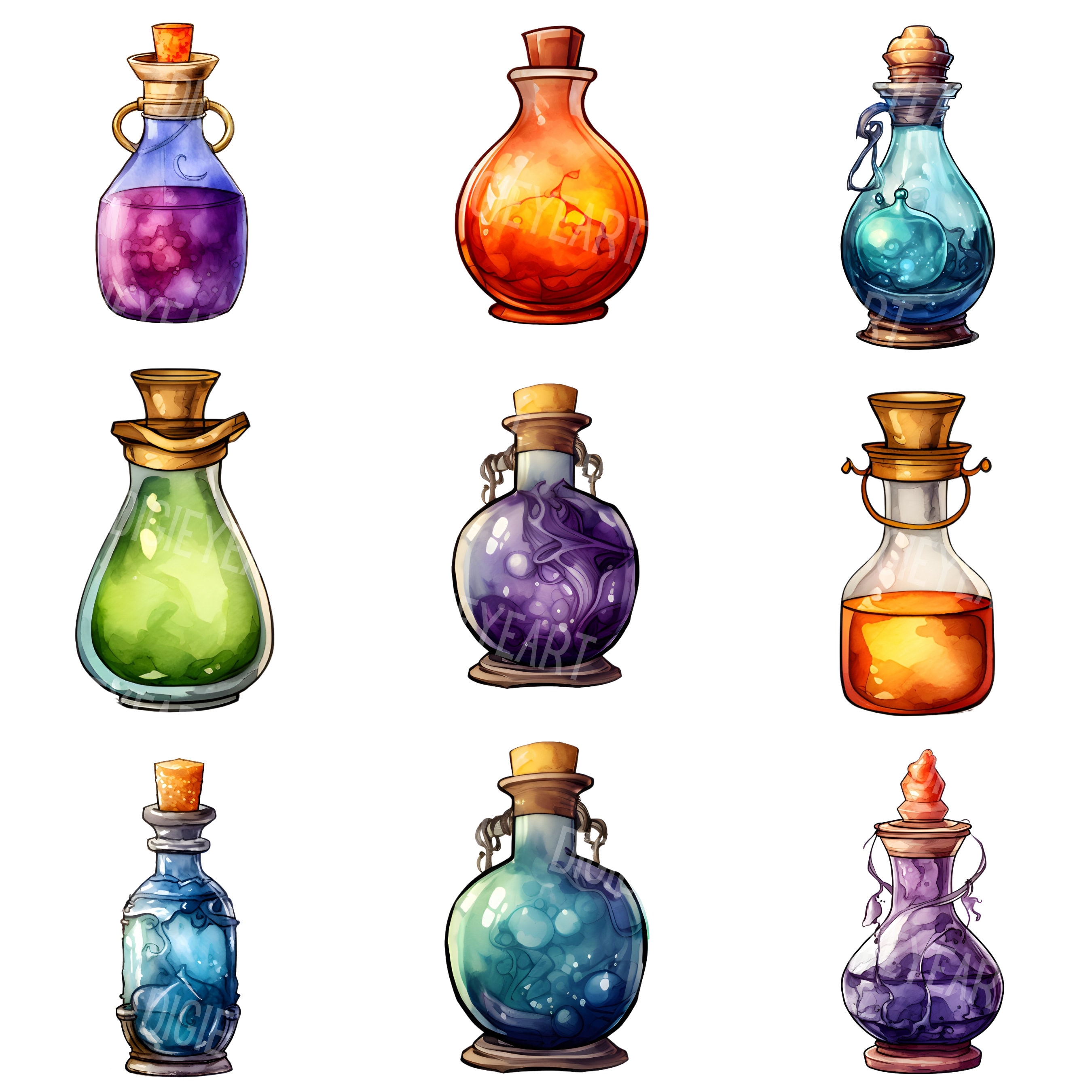 Potion Bottle Clipart Potion Bottles Clip Art Halloween - Etsy UK