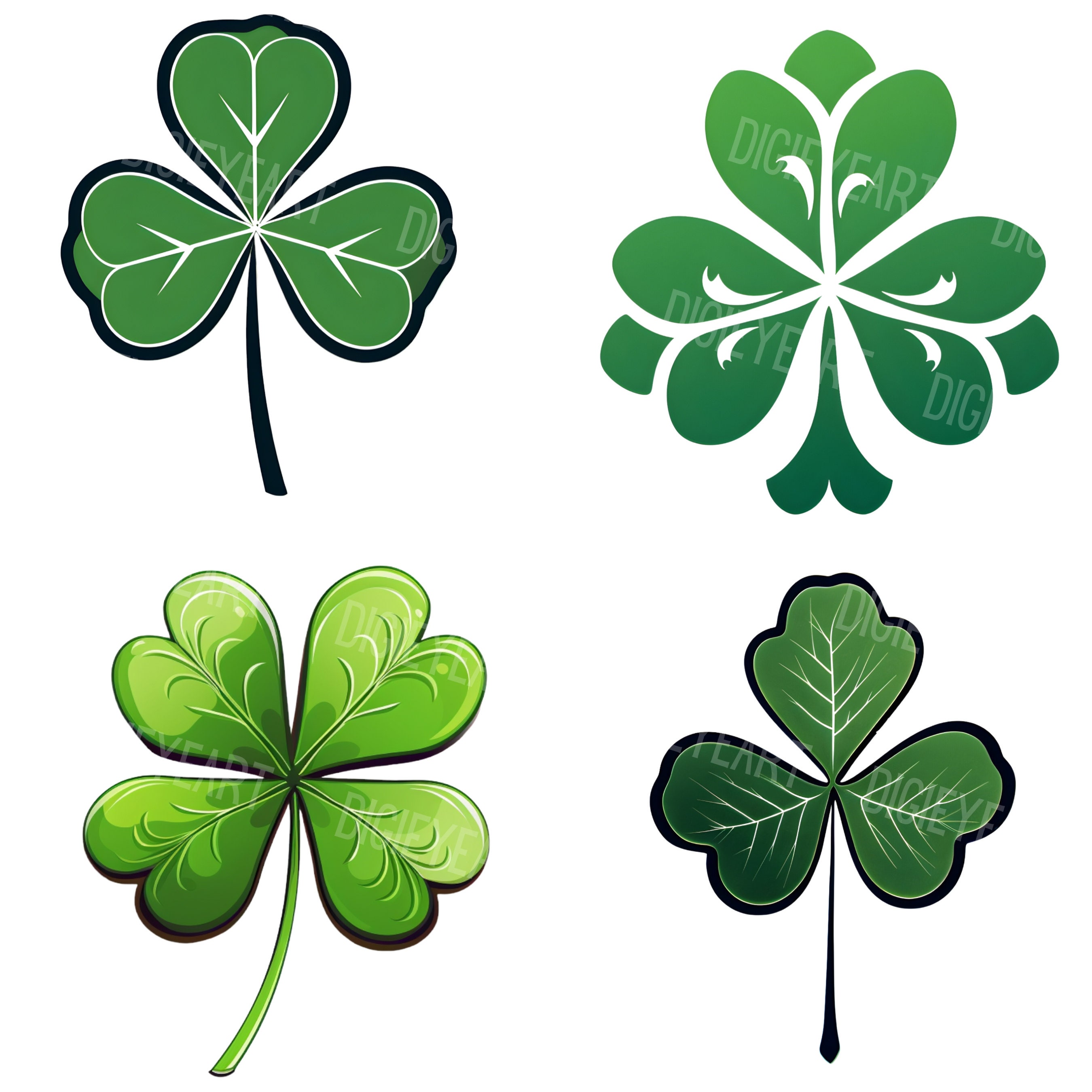 Irish Shamrock Clipart Clover Clip Art Shamrock PNG Luck - Etsy UK