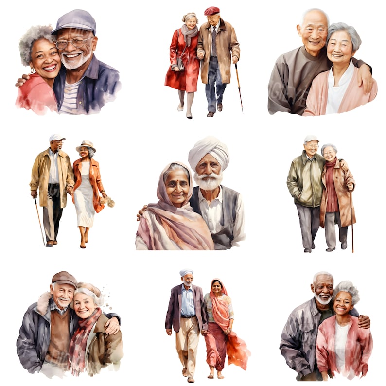 Senior People Clipart, Golden Age Clip Art, Ethnic Diversity Images ...