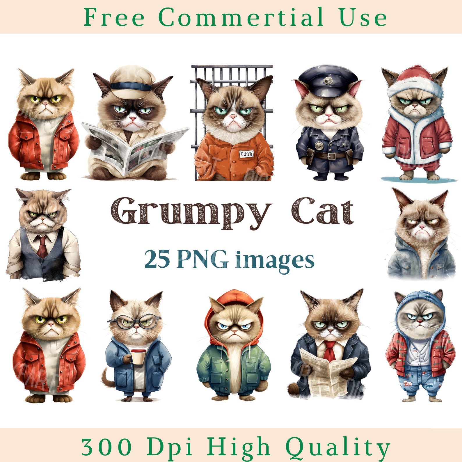 Grumpy Cat Clipart Angry Cat Clip Art Grumpy Pet PNG Animal - Etsy