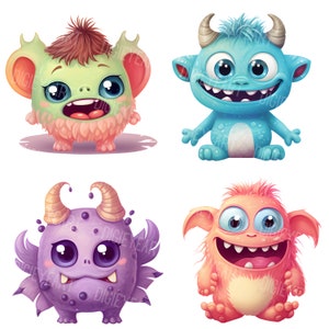 Cute Monsters Clipart, Funny Monster Clip Art Png, Digital Monster ...