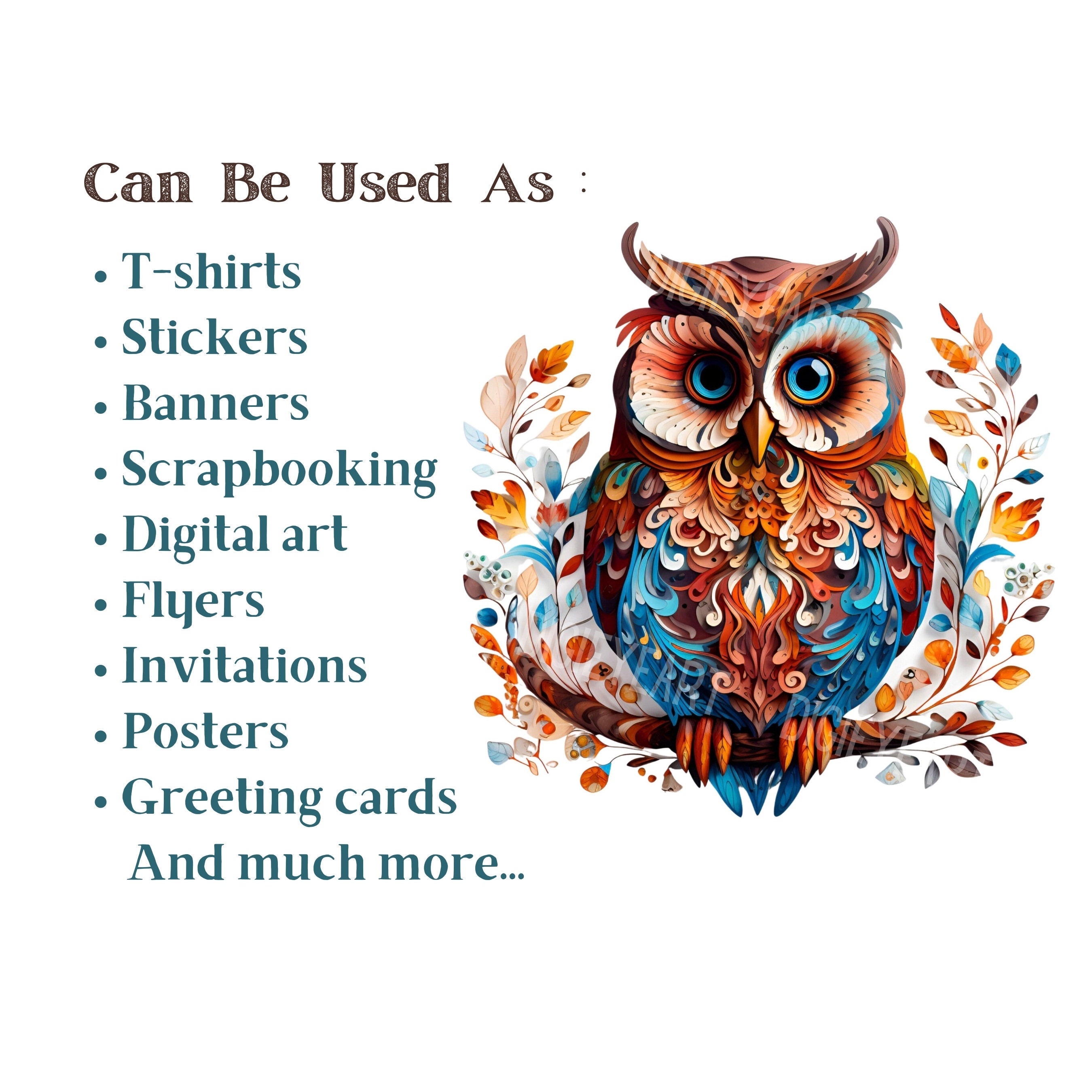 Floral Owl Clipart Owl Bird Clip Art Floral Owls Bird Jpg - Etsy