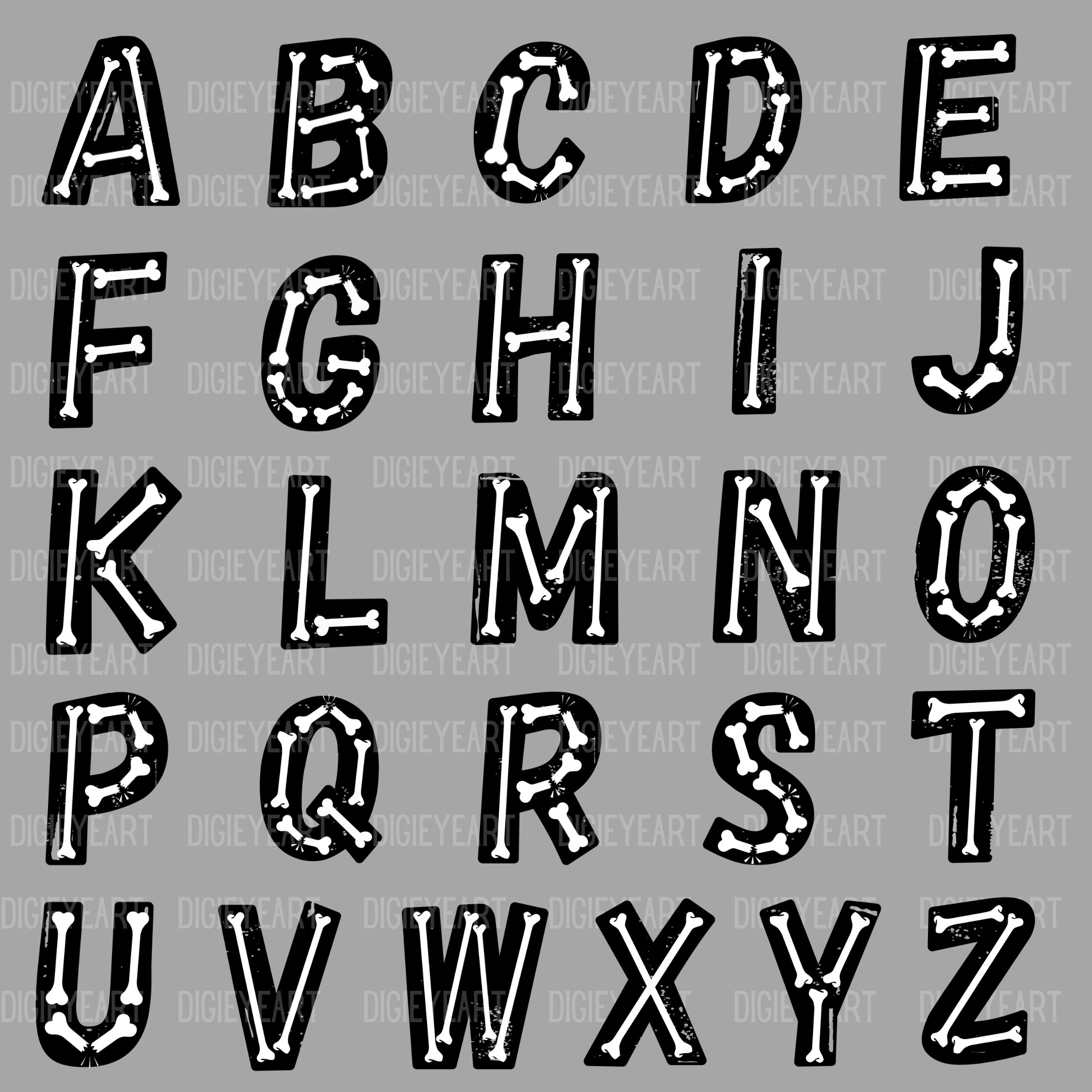 Halloween Bone Alphabet Clipart Letters Clip Art Bones - Etsy