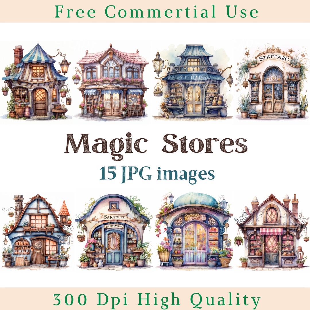 Watercolor Magic Store Clipart, Magic Shop Clip Art, Fairy Shop Jpg ...