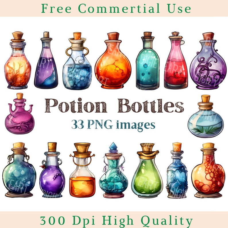 Potion Bottle Clipart, Potion Bottles Clip Art, Halloween Poison Image ...