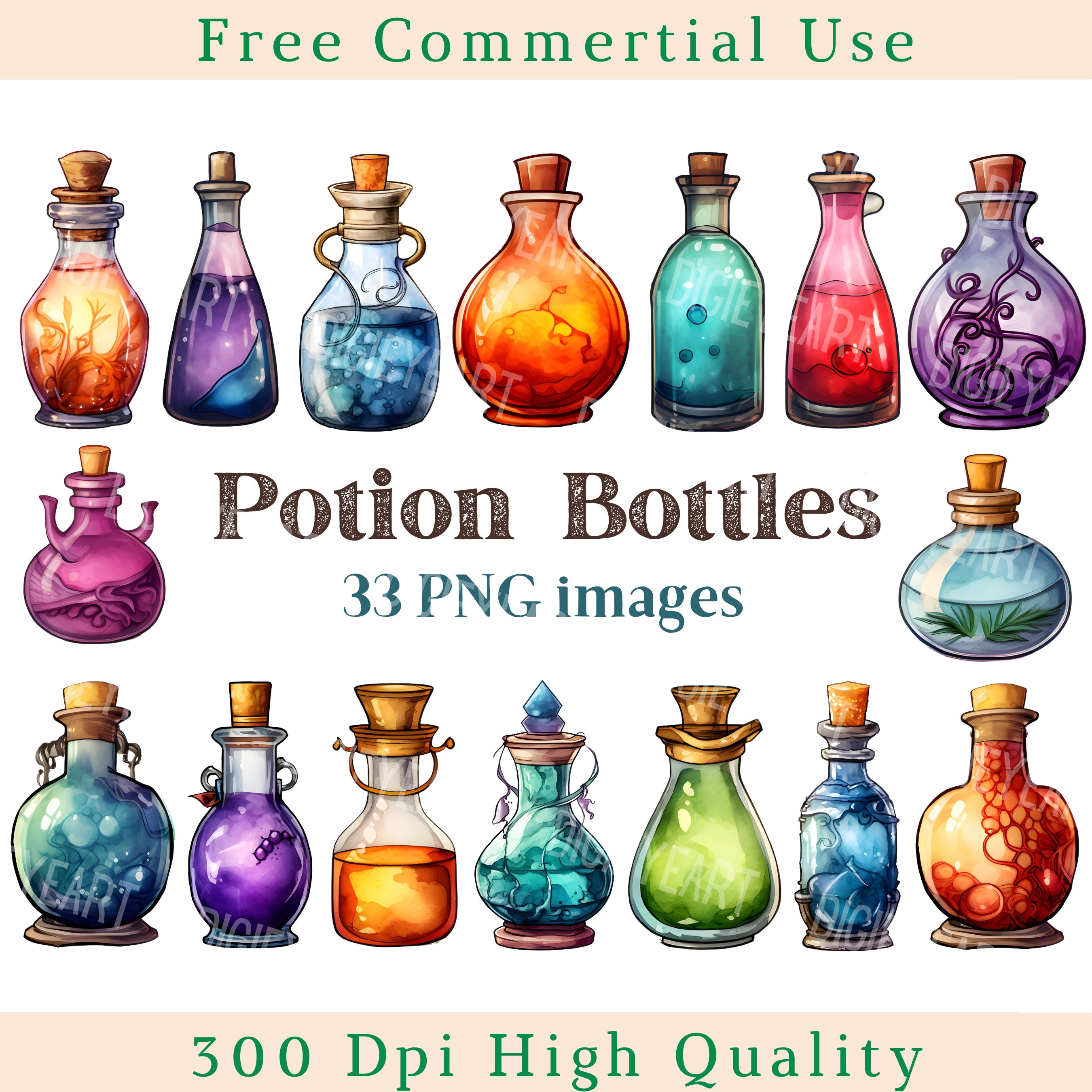 Potion Bottle Clipart Potion Bottles Clip Art Halloween - Etsy UK