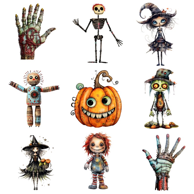 Whimsical Halloween Monsters Clipart Whimsical Monsters Jpg - Etsy