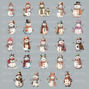 Whimsical Snowman Clipart, Christmas Snowman Face Images, Mixed Media ...