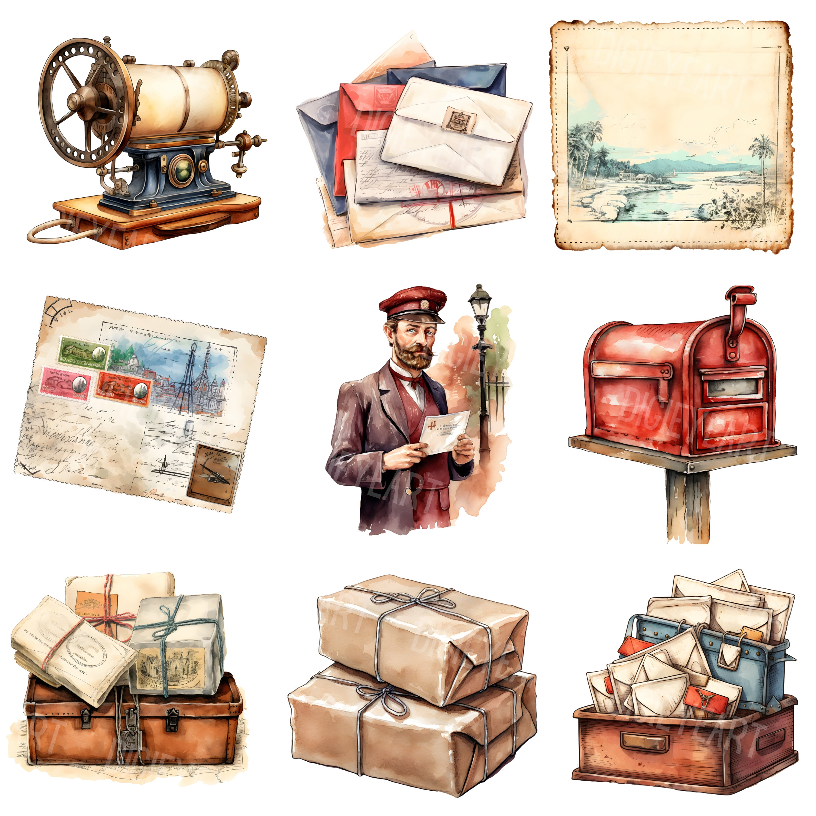 Vintage Post Clipart Post Letters Clip Art Retro Post Stamp - Etsy