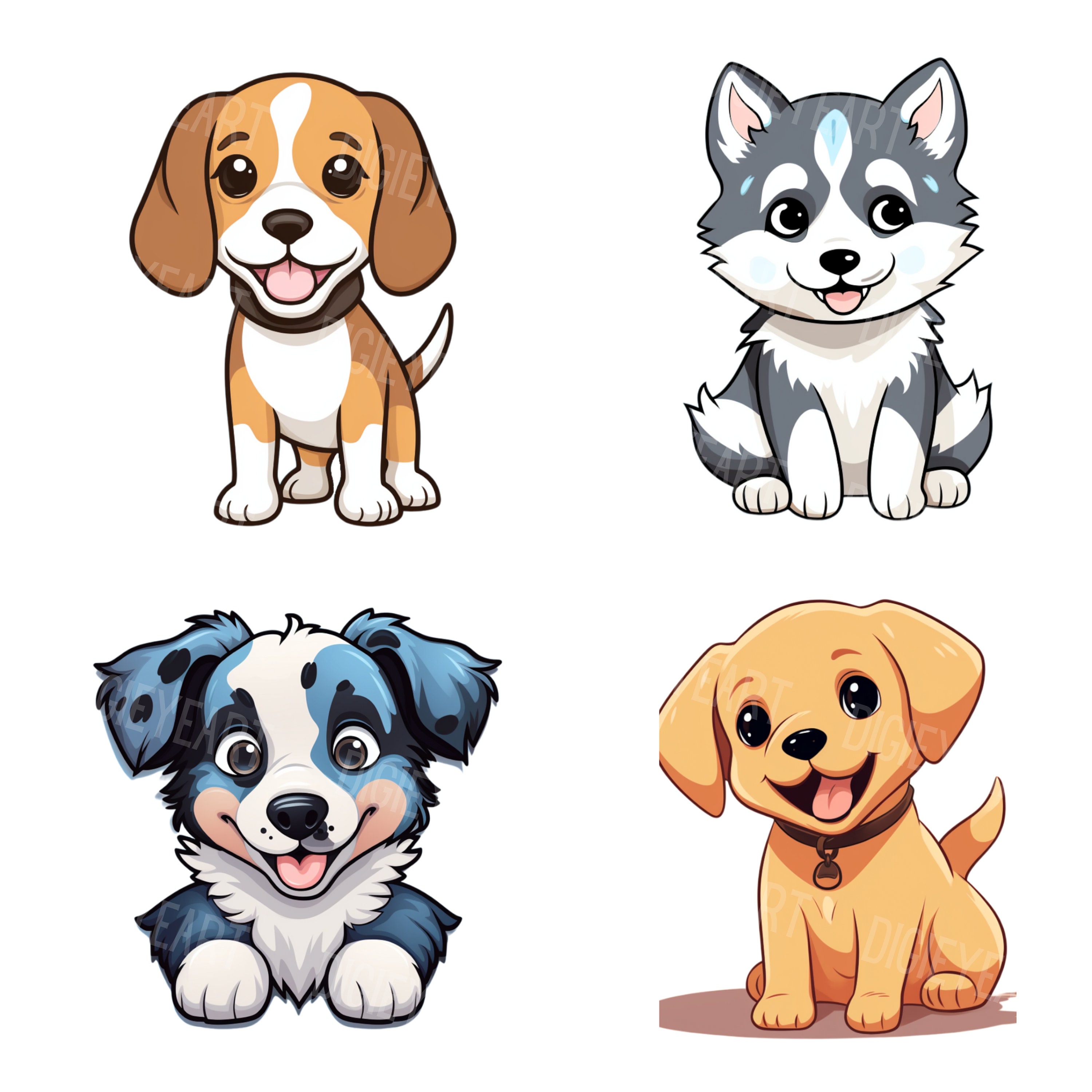 Kawaii Cute Dogs Clipart Kawaii Dog Clip Art Puppies Png - Etsy