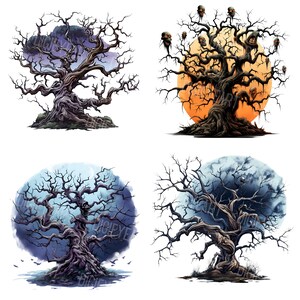 Haunted Tree Clipart, Halloween Clip Art, Spooky Tree Image, Commercial ...