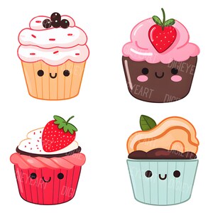 Kawaii Cupcake Clipart, Kawaii Muffin Clip Art, Sweets Png, Yammy ...