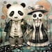 Whimsical Panda Clipart, Quirky Panda CU Clip Art, Mixed Media Panda ...
