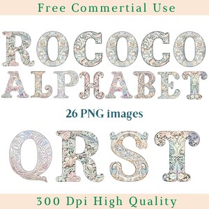 Pastel Rococo Alphabet Clipart, Letters Clip Art, Initials PNG, Letter ...
