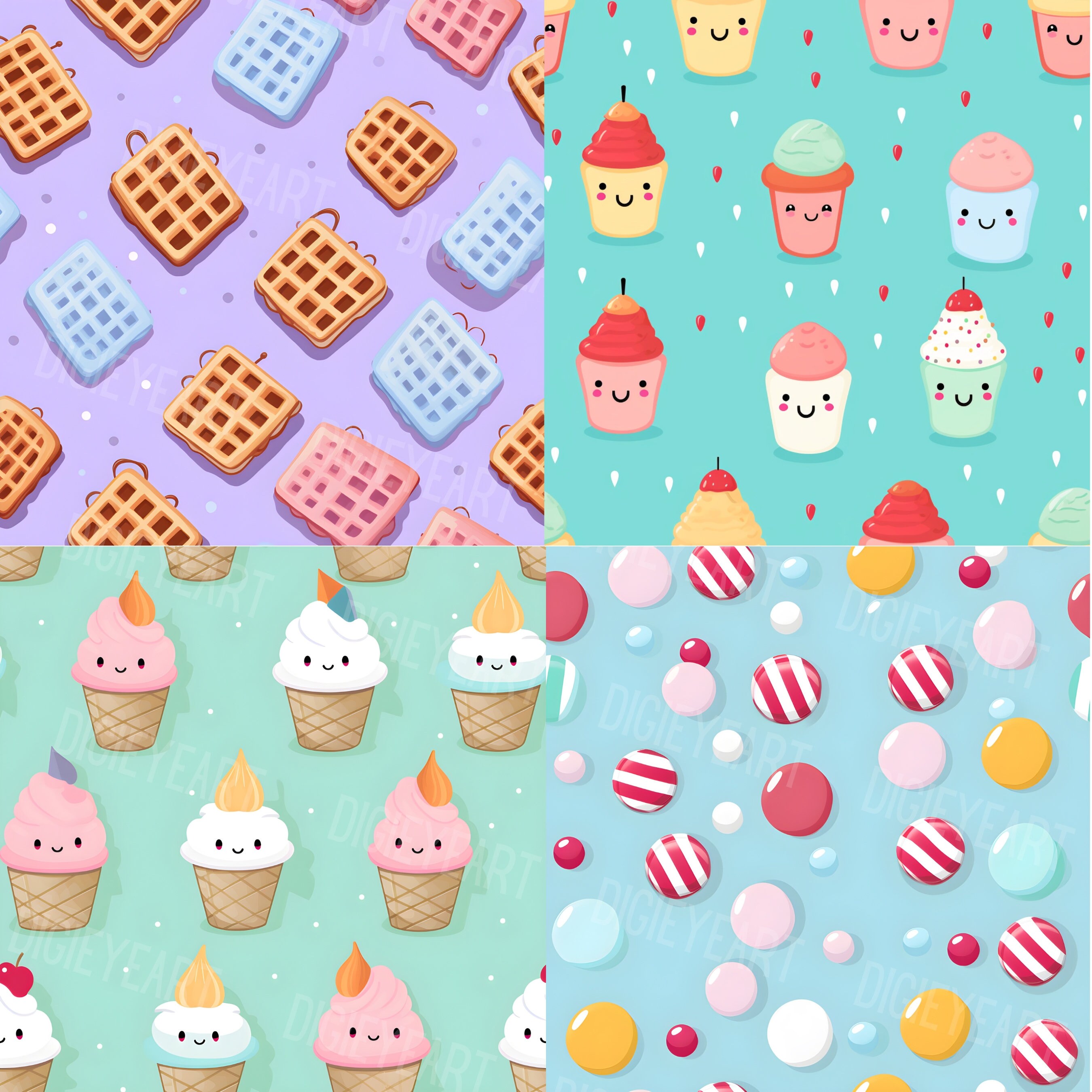 Seamless Kawaii Sweets Digital Paper Kawaii Digital Paper - Etsy