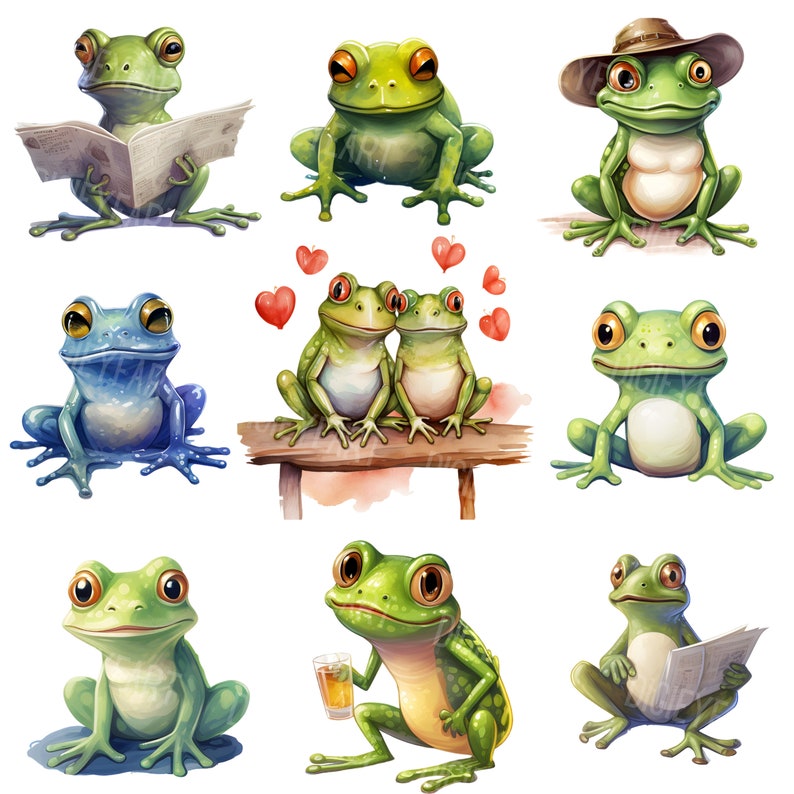 Funny Frogs Clipart, Cute Frog Clip Art, Animals Png, Happy Froggy ...