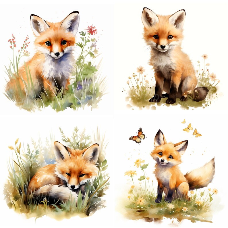 Watercolor Foxes Clipart, Red Fox Clip Art, Animal Jpg, Cute Fox Images ...