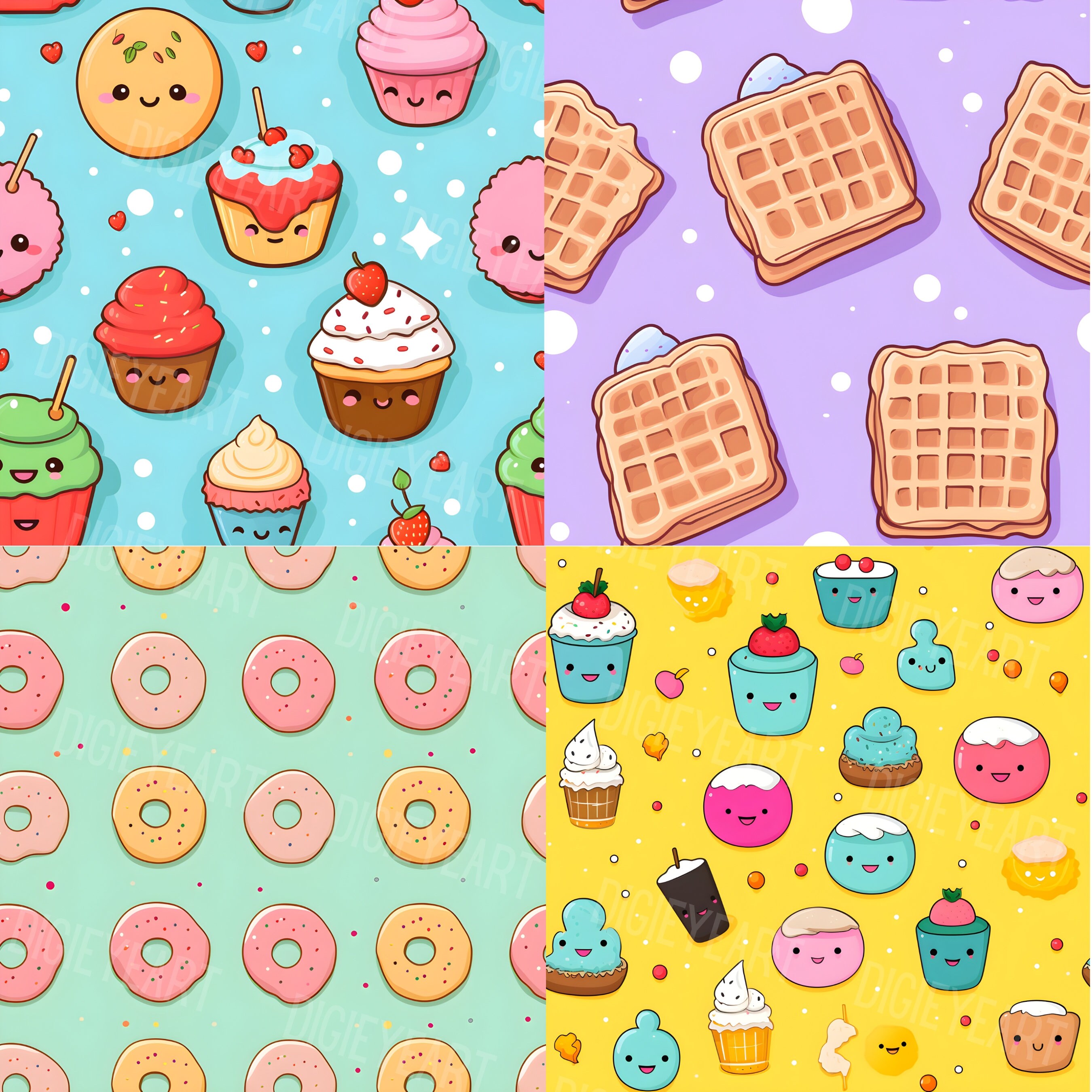Seamless Kawaii Sweets Digital Paper Kawaii Digital Paper - Etsy