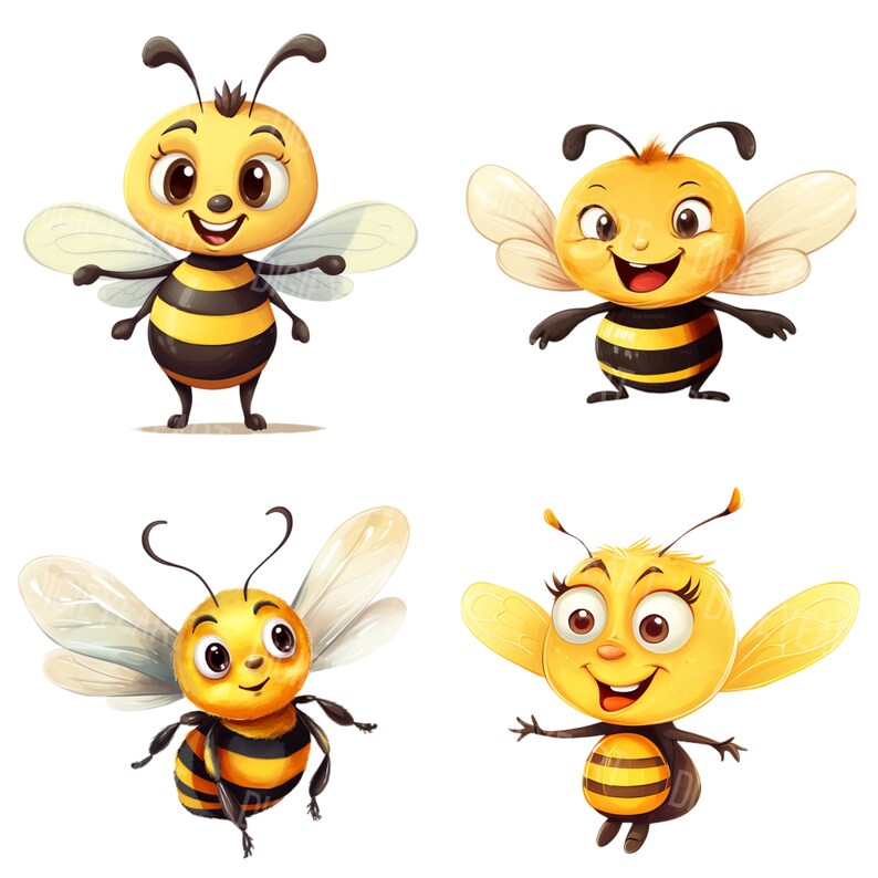 Funny Bees Clipart Cute Bees Clip Art Insect Bee Png Happy - Etsy Australia