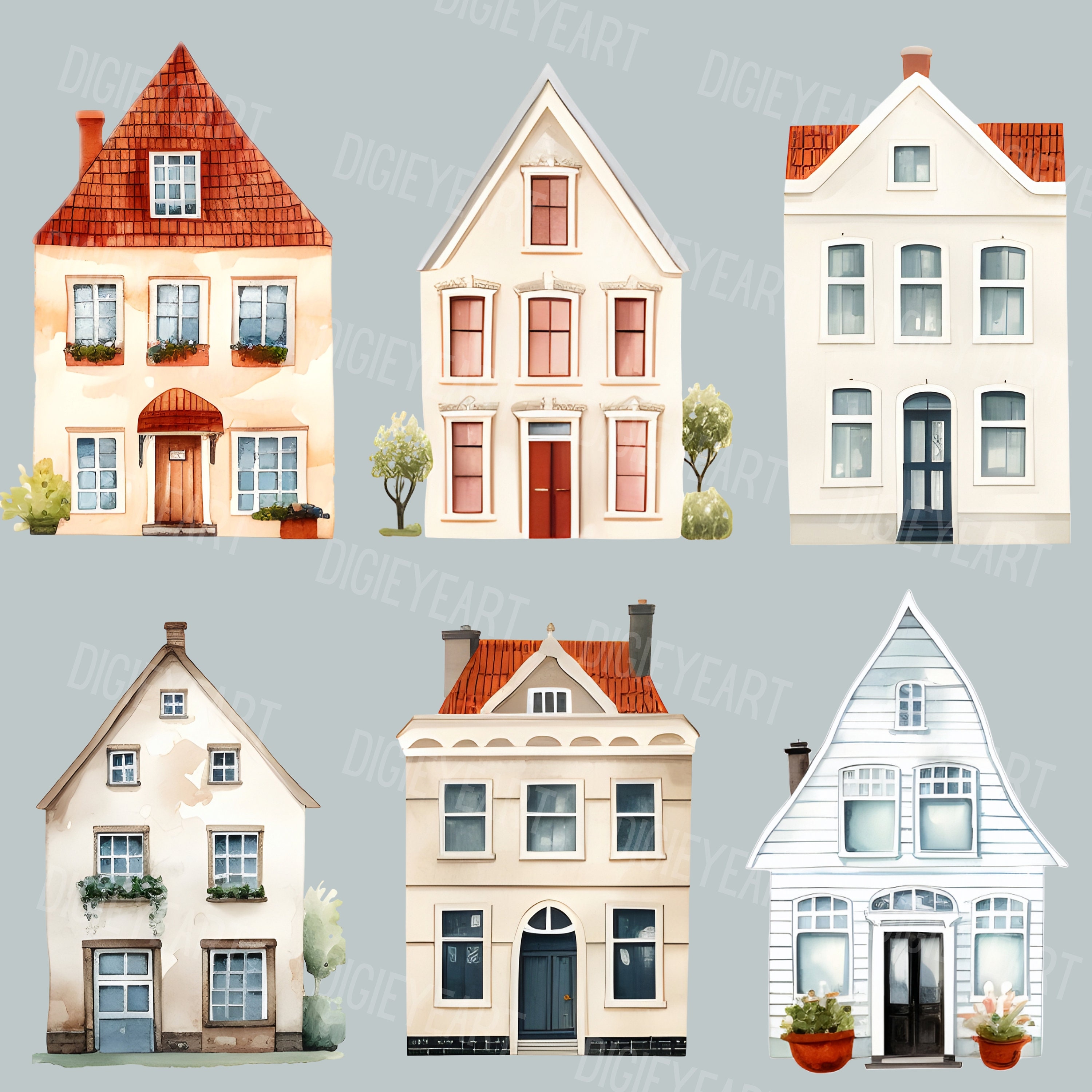 Family House Illustration Clipart, House Clip Art Png, Digital Building ...