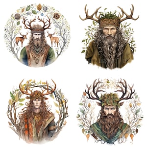 Watercolor Celtic Druid Clipart, Irish Wizard Clip Art Png, Celtic ...