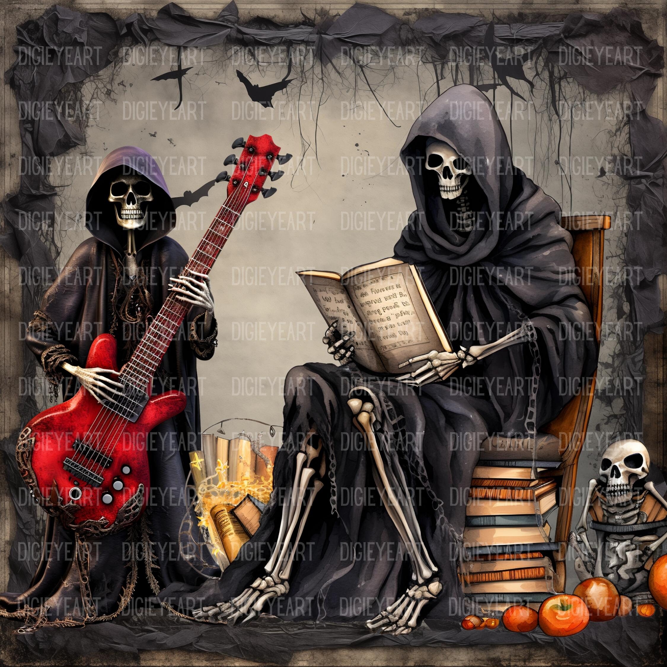 Whimsical Grim Reaper Clipart Halloween CU Clip Art Mixed - Etsy