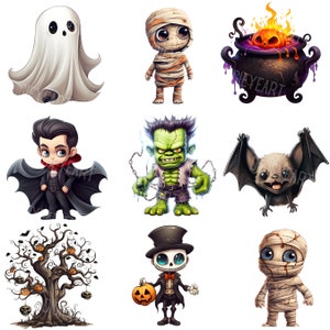 Cute Halloween Monsters Clipart, Halloween Clip Art, Spooky Image ...