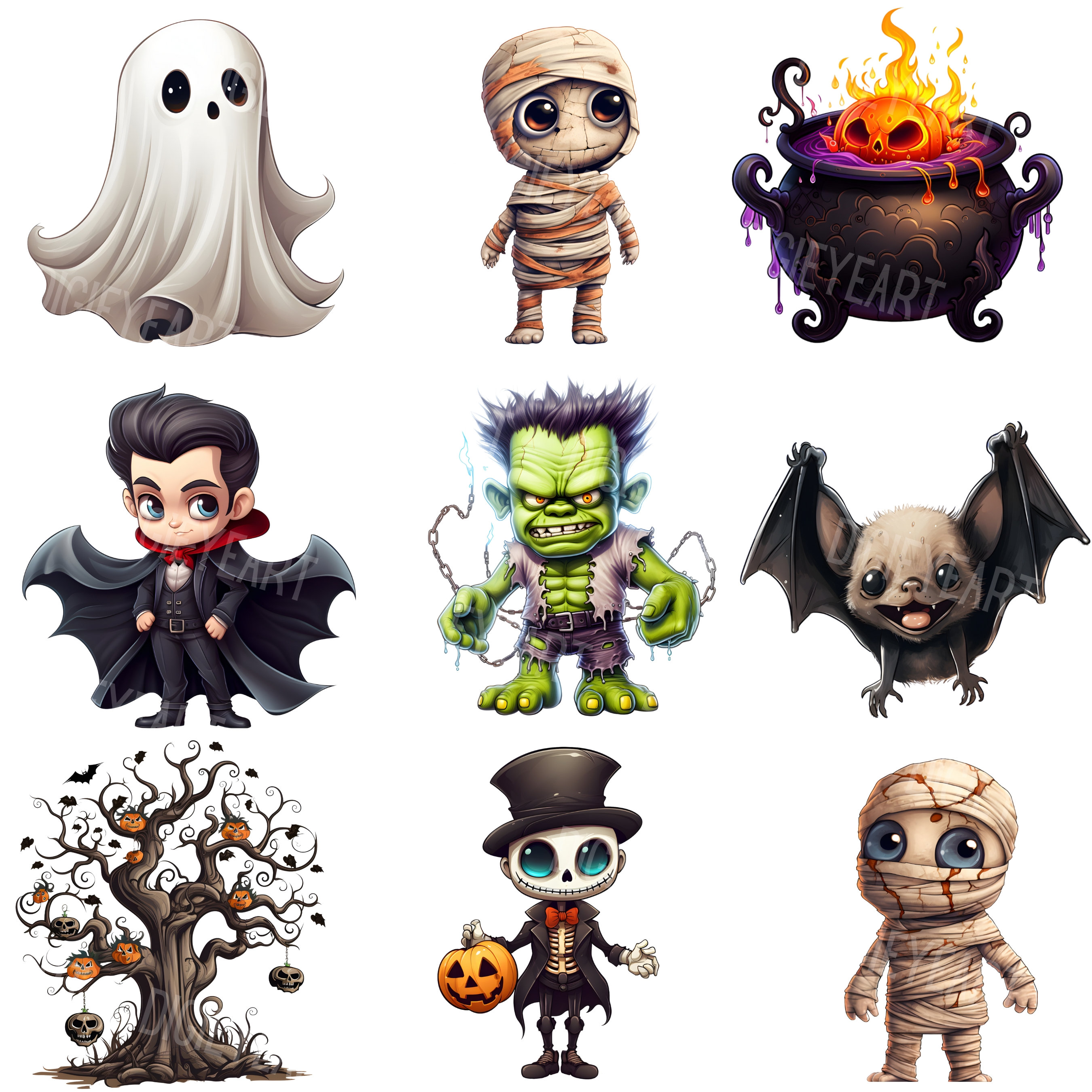 Cute Halloween Monsters Clipart, Halloween Clip Art, Spooky Image ...