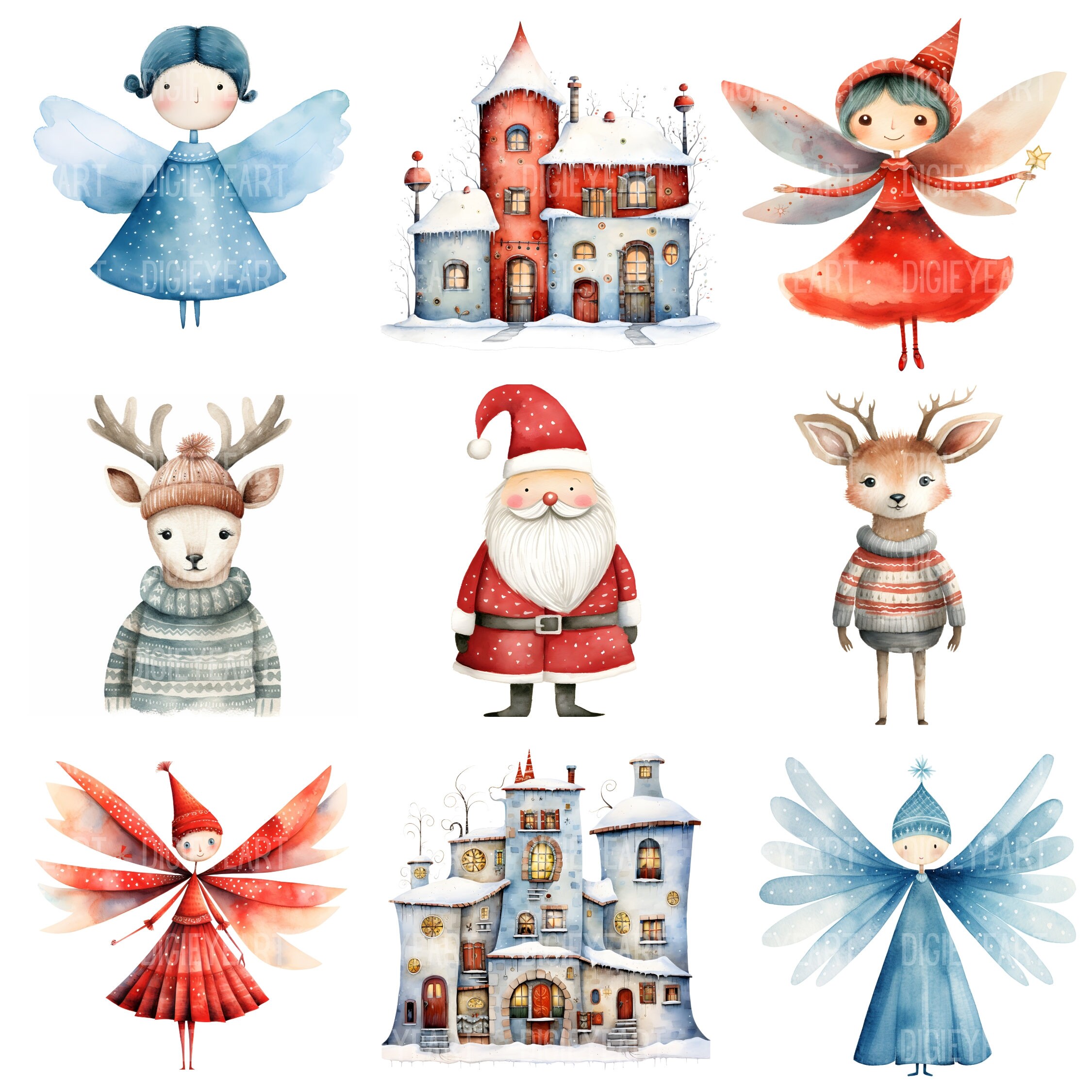Whimsical Christmas Clipart, Animals Clip Art, Christmas CU Clipart PNG ...