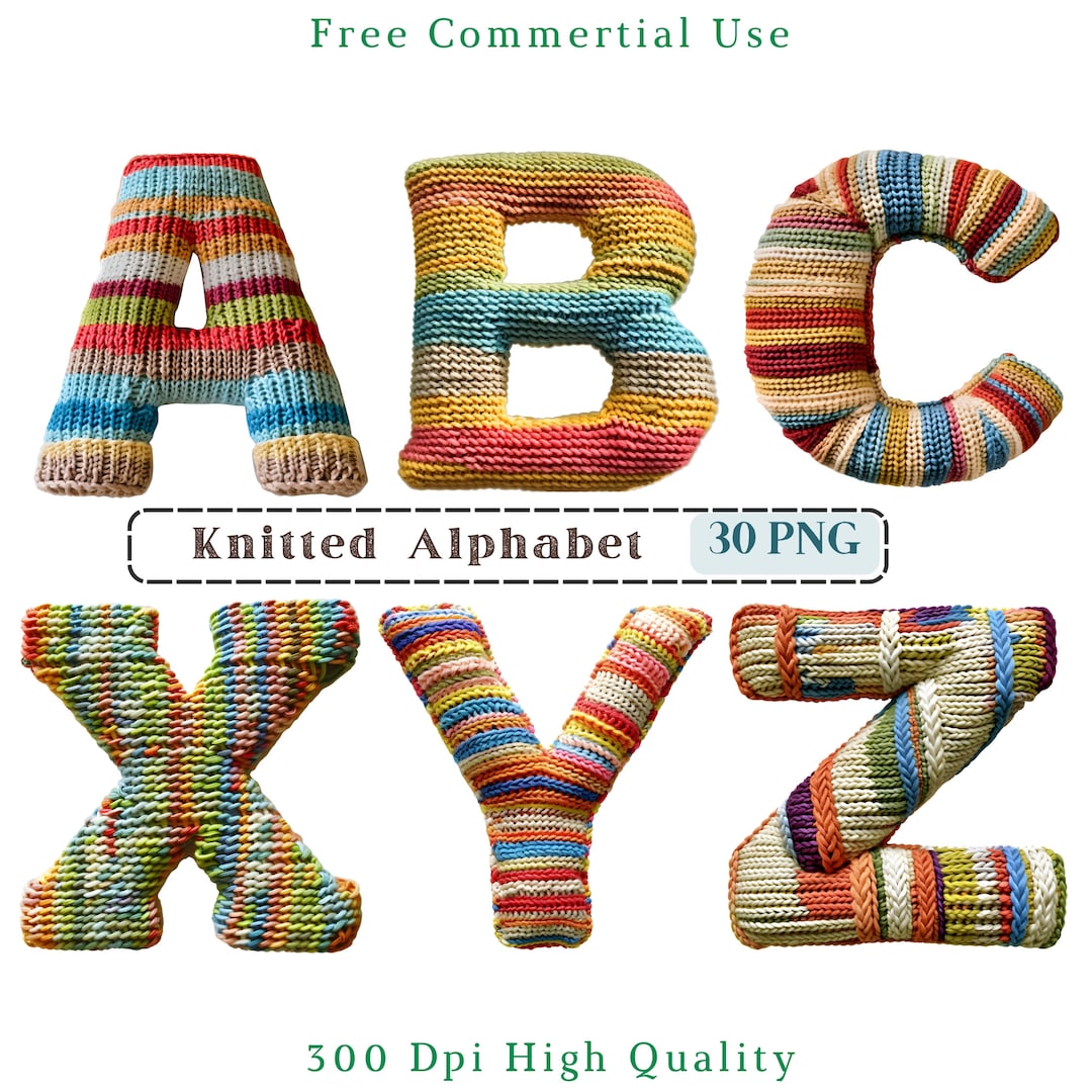 Knitted Alphabet Clipart, Letters CU Clip Art, Funny Initials PNG ...