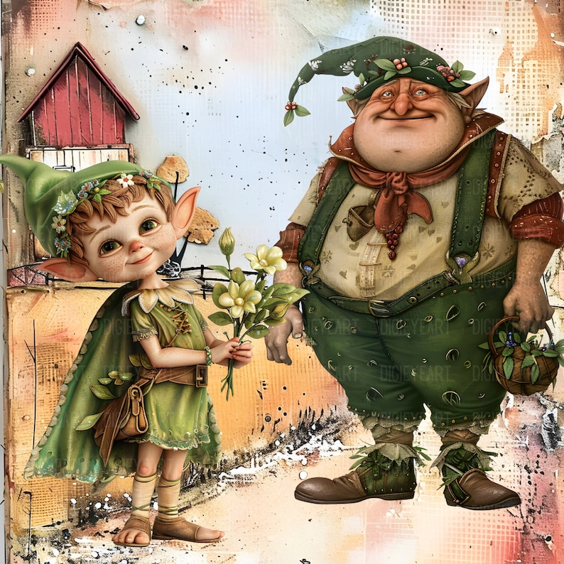 Whimsical Christmas Elf Clipart, Christmas Fussy Cut Images, Mixed ...