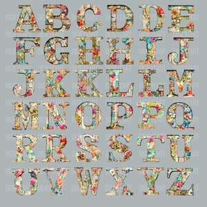 Mixed Media Alphabet Clipart, Letters CU Clip Art, Romantic Initials ...