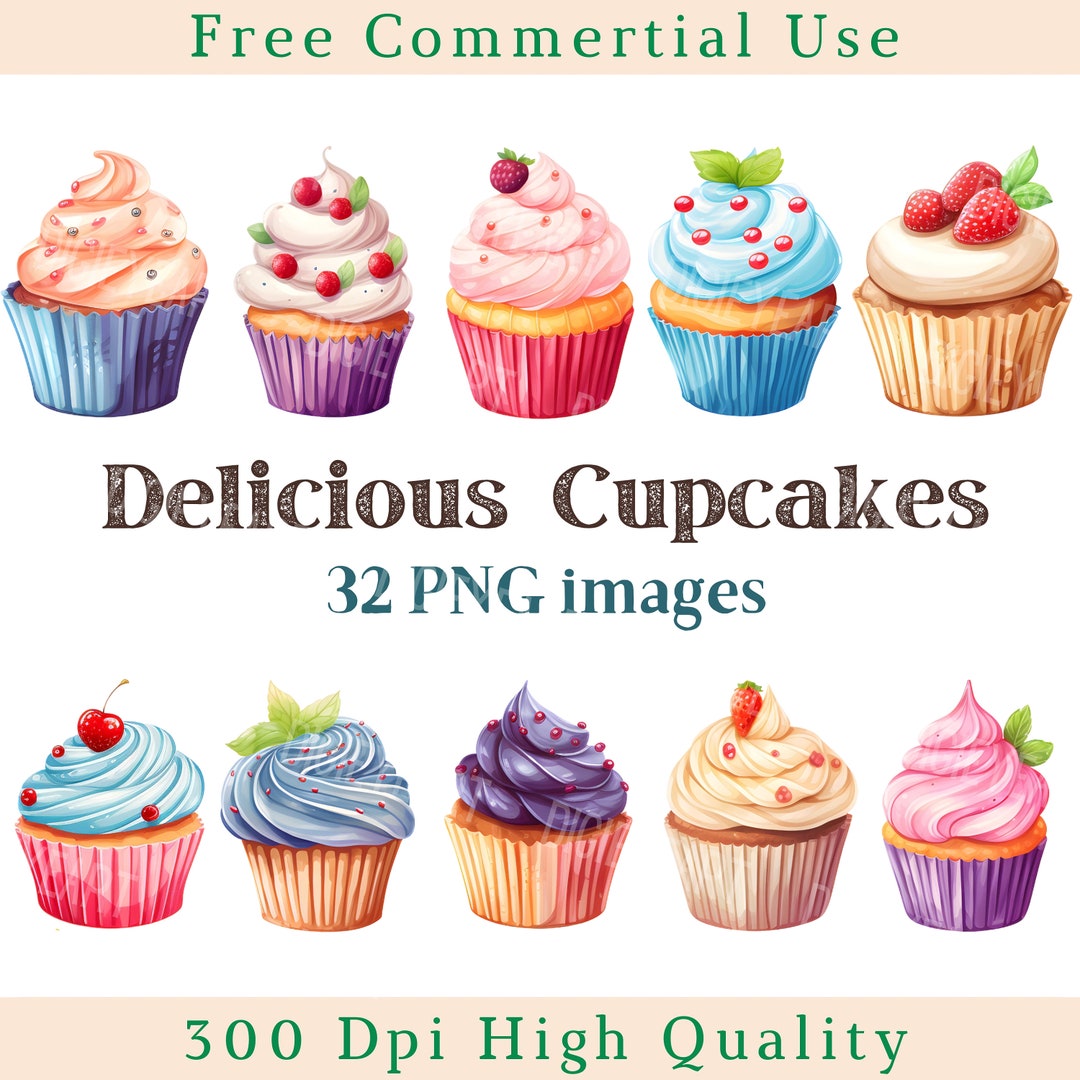 Cupcake Illustration Clipart, Sweets Clip Art Png, Watercolor Sweets ...